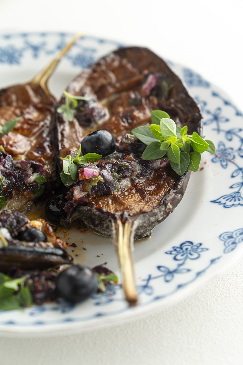 Aubergines rôties au miso, vinaigrette aux algues - Supersec